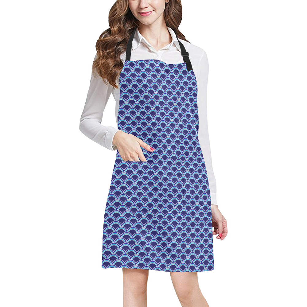 Japanese Blue Ocean Waves All Over Print Apron | ID: D3833495