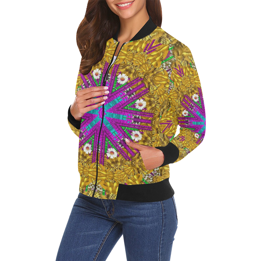 Golden retro medival festive fantasy nature All Over Print Bomber ...