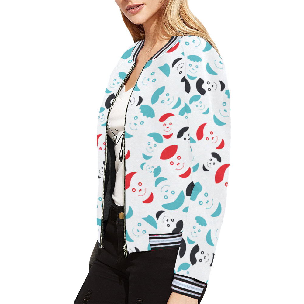 red smiley faces All Over Print Bomber Jacket for Women (Model H21 ...