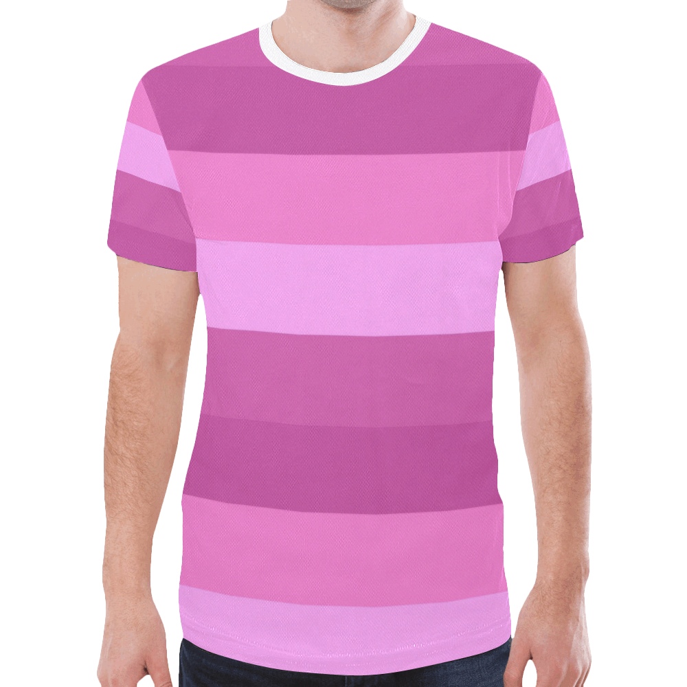Shades Of Pink Stripes New All Over Print T-shirt for Men (Model T45 ...