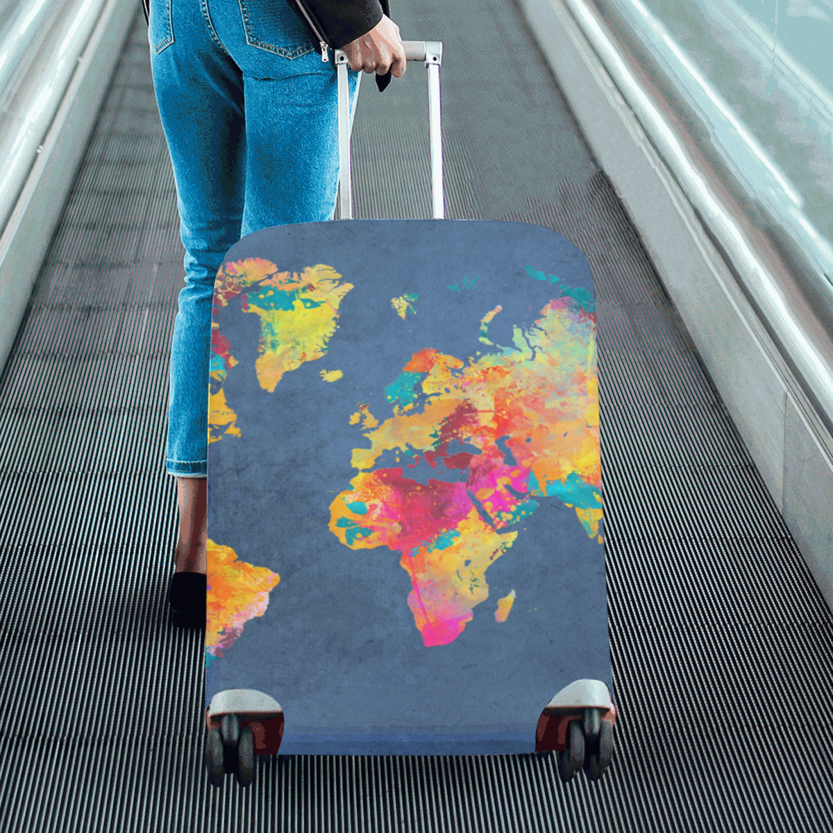 world map #map #worldmap Luggage Cover/Large 26"-28" | ID: D3751062