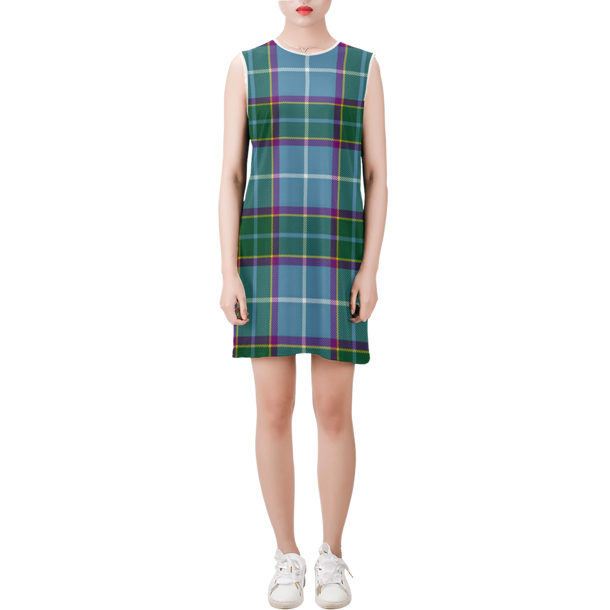 Isle of Man (Laxey Manx) Tartan Sleeveless Round Neck Shift Dress ...