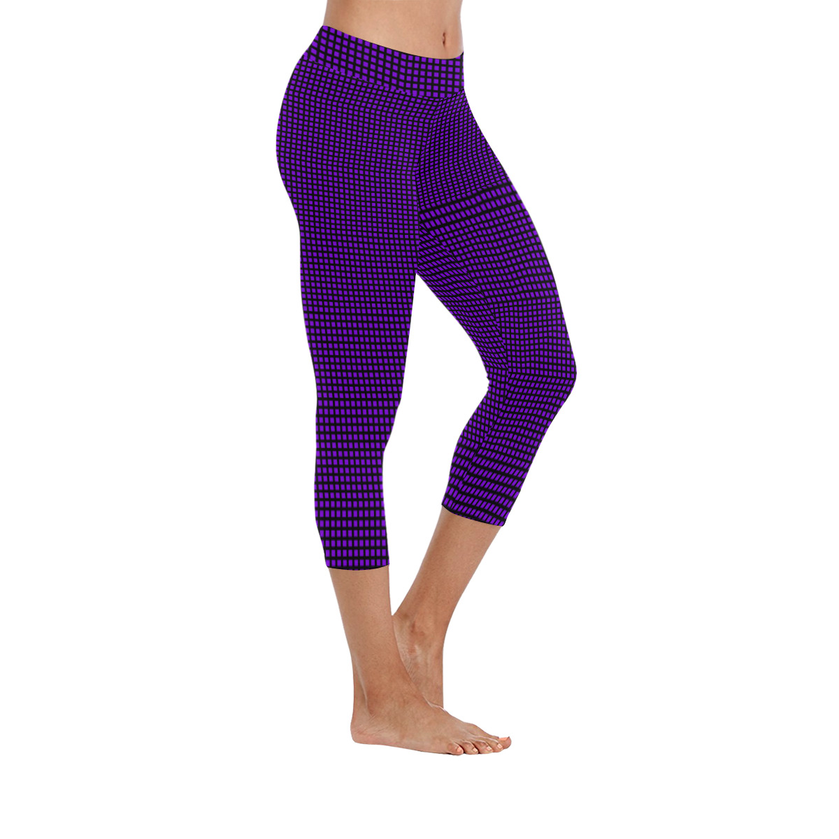 Squares in Purple Women's Low Rise Capri Leggings (Invisible Stitch ...