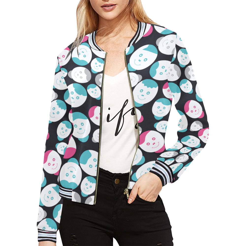 cartoon smiley faces All Over Print Bomber Jacket for Women (Model H21 ...