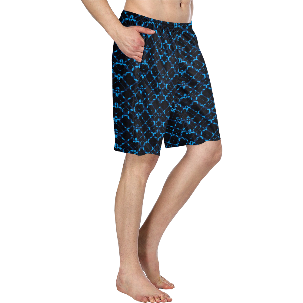 Diagonal Blue & Black Plaid modern style Men's Swim Trunk (Model L21 ...