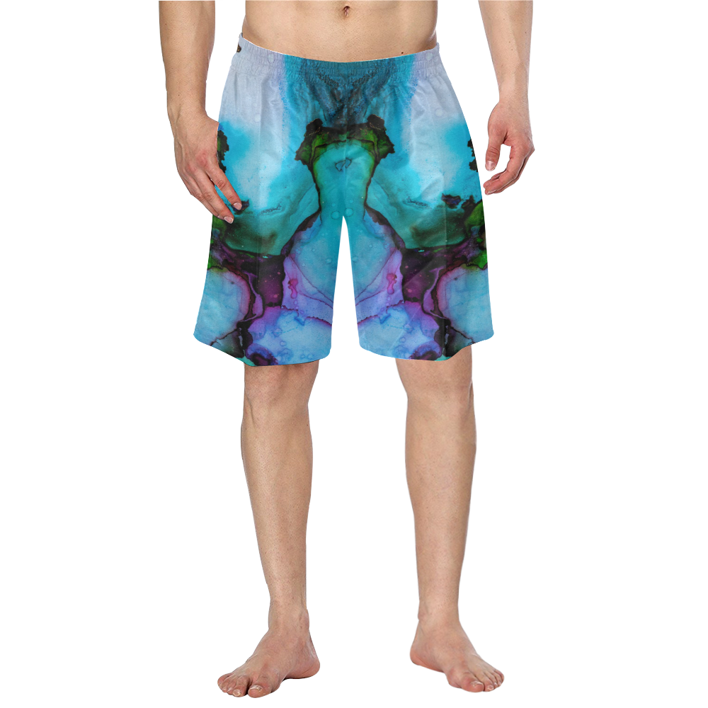Blue green ink Men's Swim Trunk (Model L21) | ID: D2876535