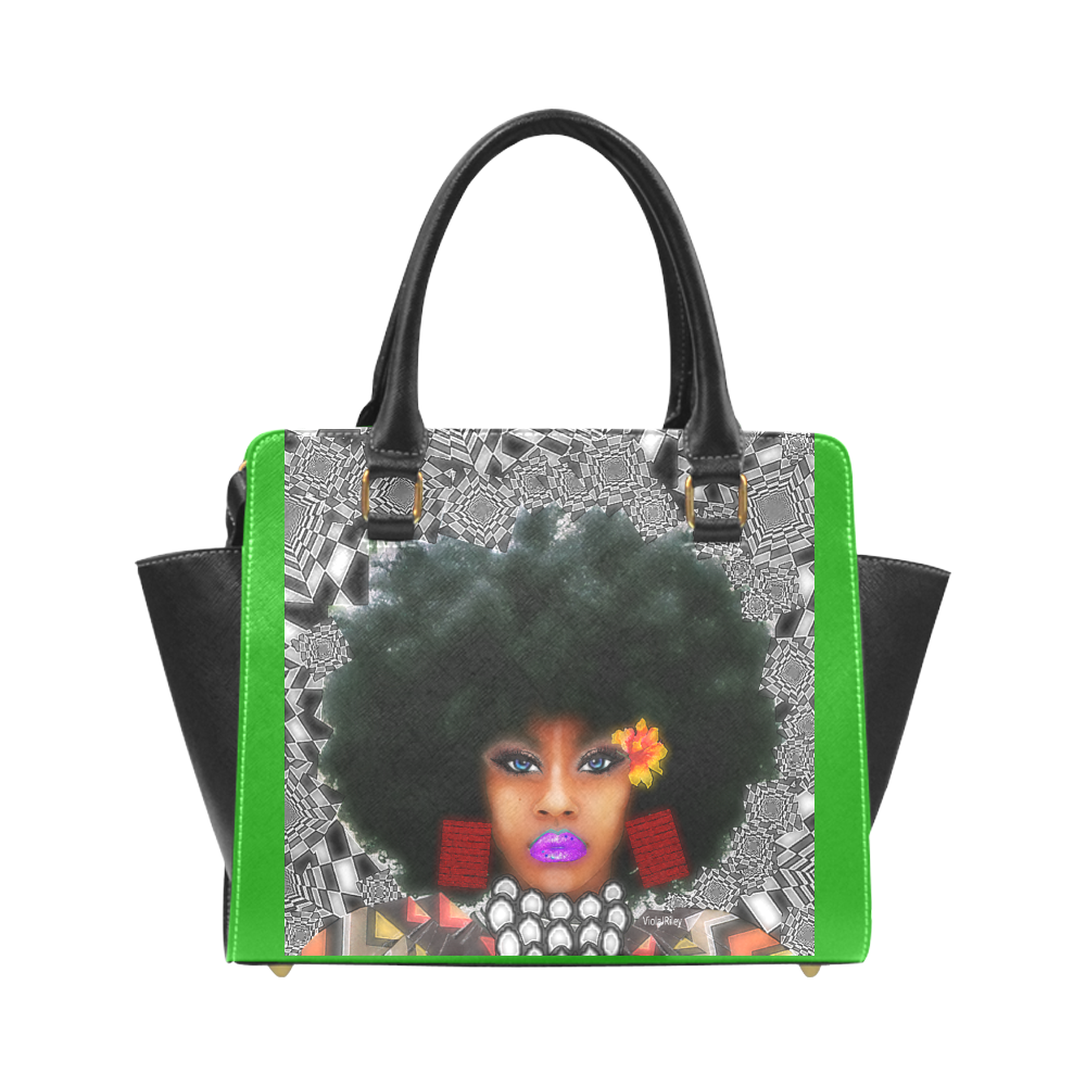 FUEL UP STU PURS GREEN Rivet Shoulder Handbag (Model 1645) | ID: D3815492