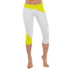 Bright Neon Yellow / Pink Women's Low Rise Capri Leggings (Invisible ...