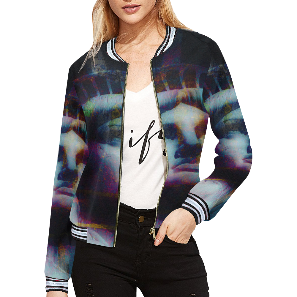 STATUE OF LIBERTY 5 LARGE All Over Print Bomber Jacket for Women (Model ...