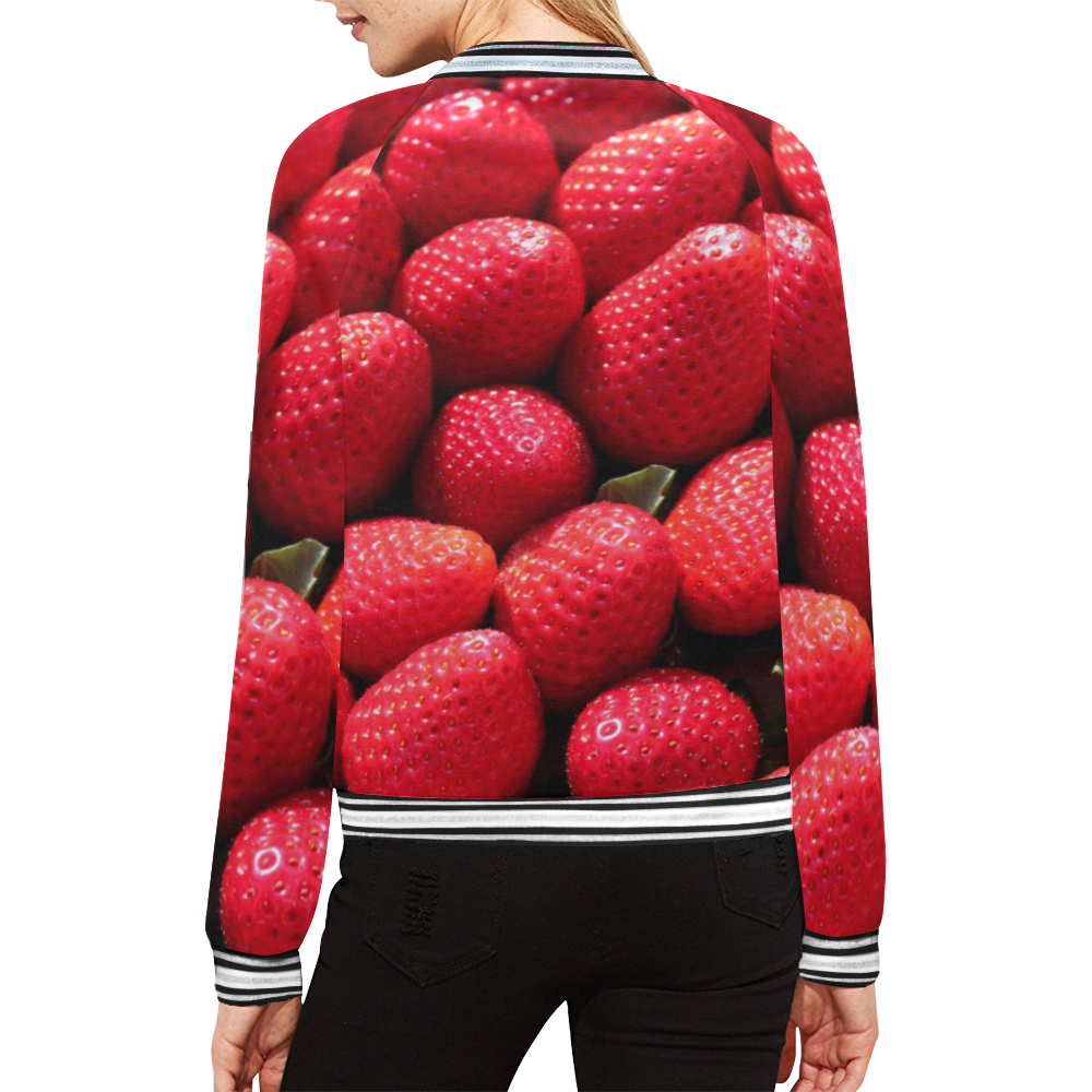 STRAWBERRIES All Over Print Bomber Jacket for Women (Model H21) | ID ...