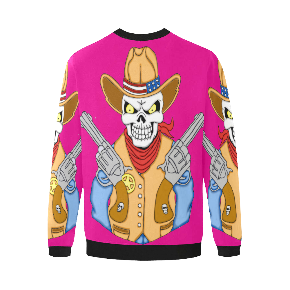 Sheriff Cowboy Sugar Skull Pink Men's Oversized Fleece Crew Sweatshirt ...