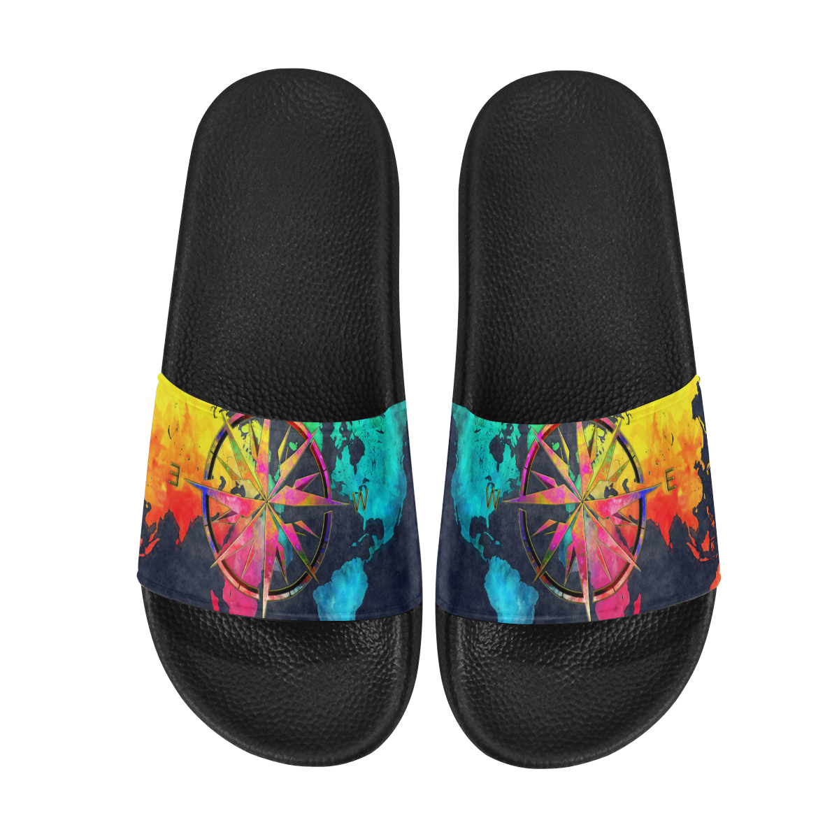 world map wind rose #map #worldmap Women's Slide Sandals (Model 057 ...