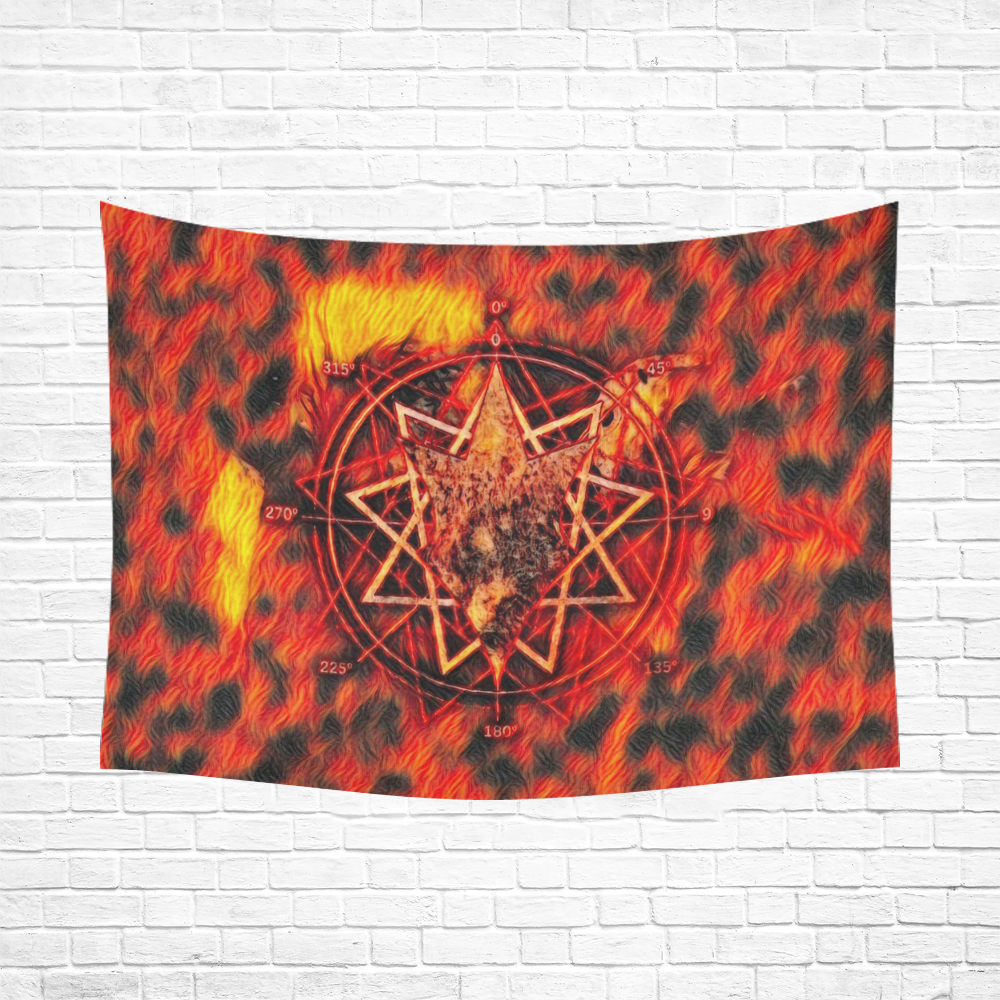 Chaos Magick Fire Circle Cotton Linen Wall Tapestry 80"x 60" | ID: D3317584