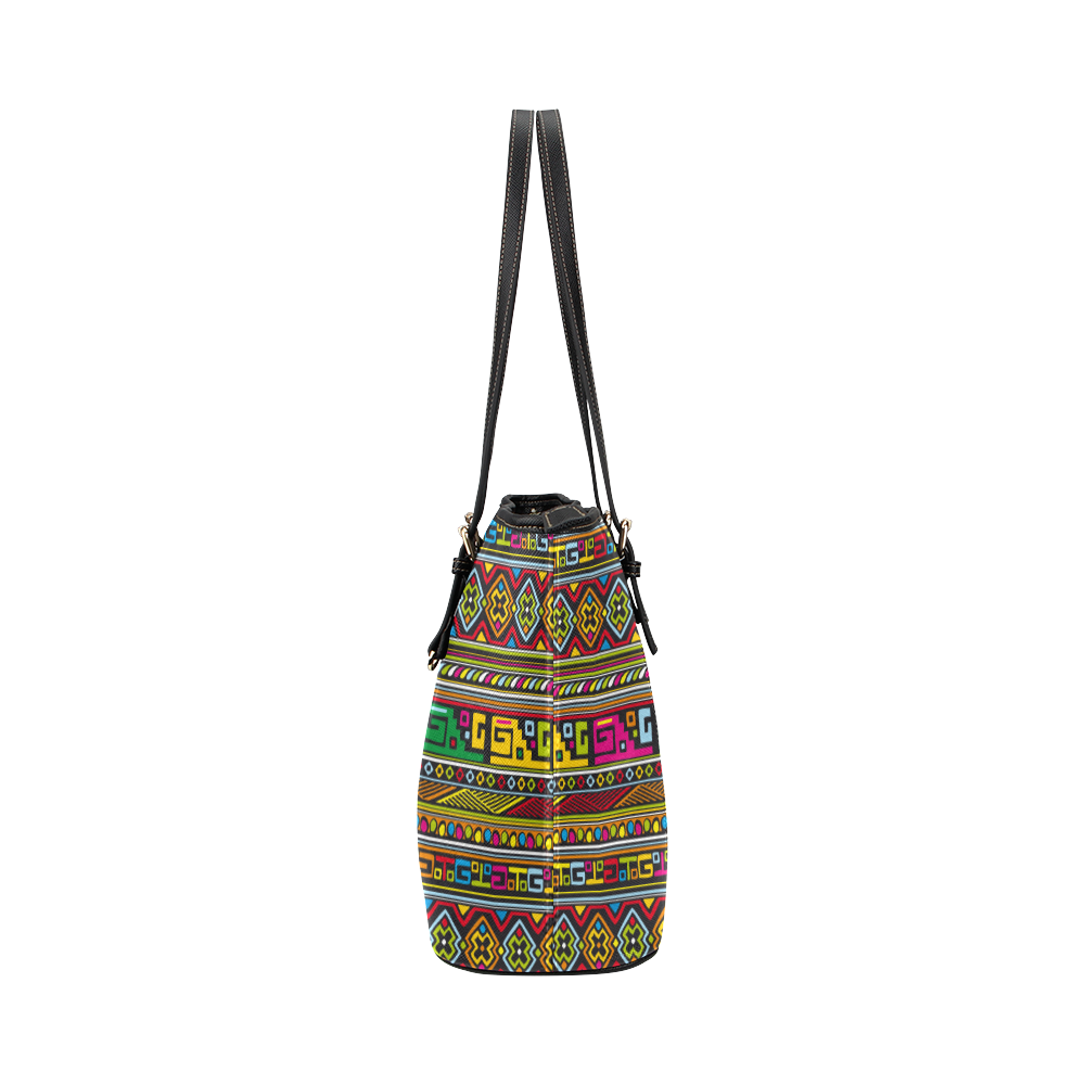 Traditional Africa Border Wallpaper Pattern 1 Leather Tote Bag/Small ...