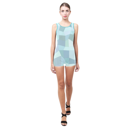 Pastel Blues Mosaic Classic One Piece Swimwear (Model S03) | ID: D2573642