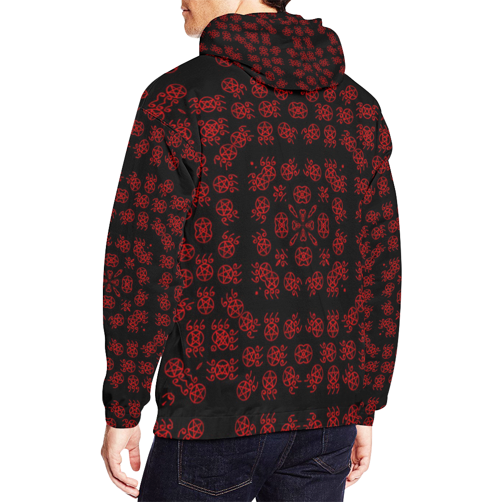 666 Reverse Pentagram Satin All Over Print Hoodie for Men/Large Size ...