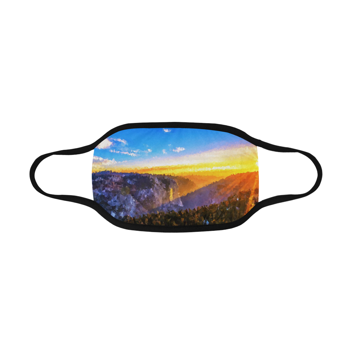 Medium Poly Mountains Sunrise Landscape Scenery Design Cool Mouth Masks ...