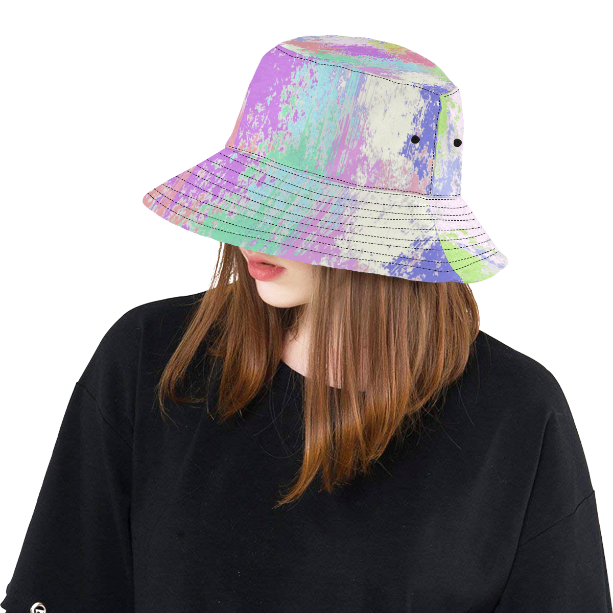 Pastel Paint Splatter All Over Print Bucket Hat | ID: D3415744