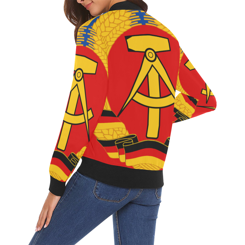 GDR EMBLEM All Over Print Bomber Jacket for Women (Model H19) | ID ...