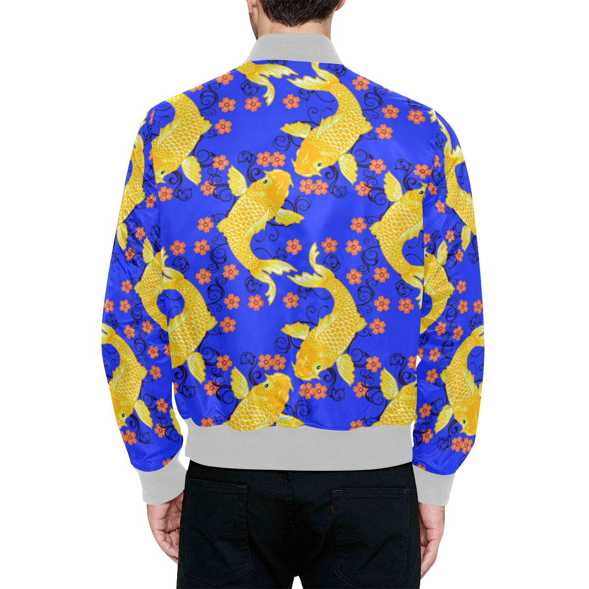KOI FISH 5 All Over Print Quilted Bomber Jacket for Men (Model H33 ...