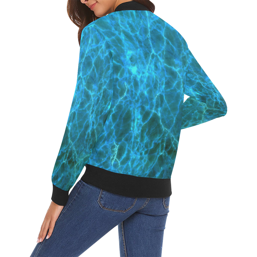 blue scratch pattern All Over Print Bomber Jacket for Women (Model H19 ...