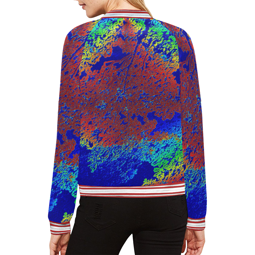 Blues All Over Print Bomber Jacket for Women (Model H21) | ID: D3025934