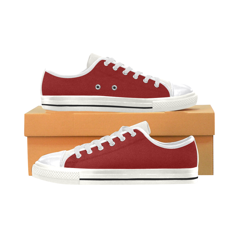 color dark red Women's Classic Canvas Shoes (Model 018) | ID: D5119890