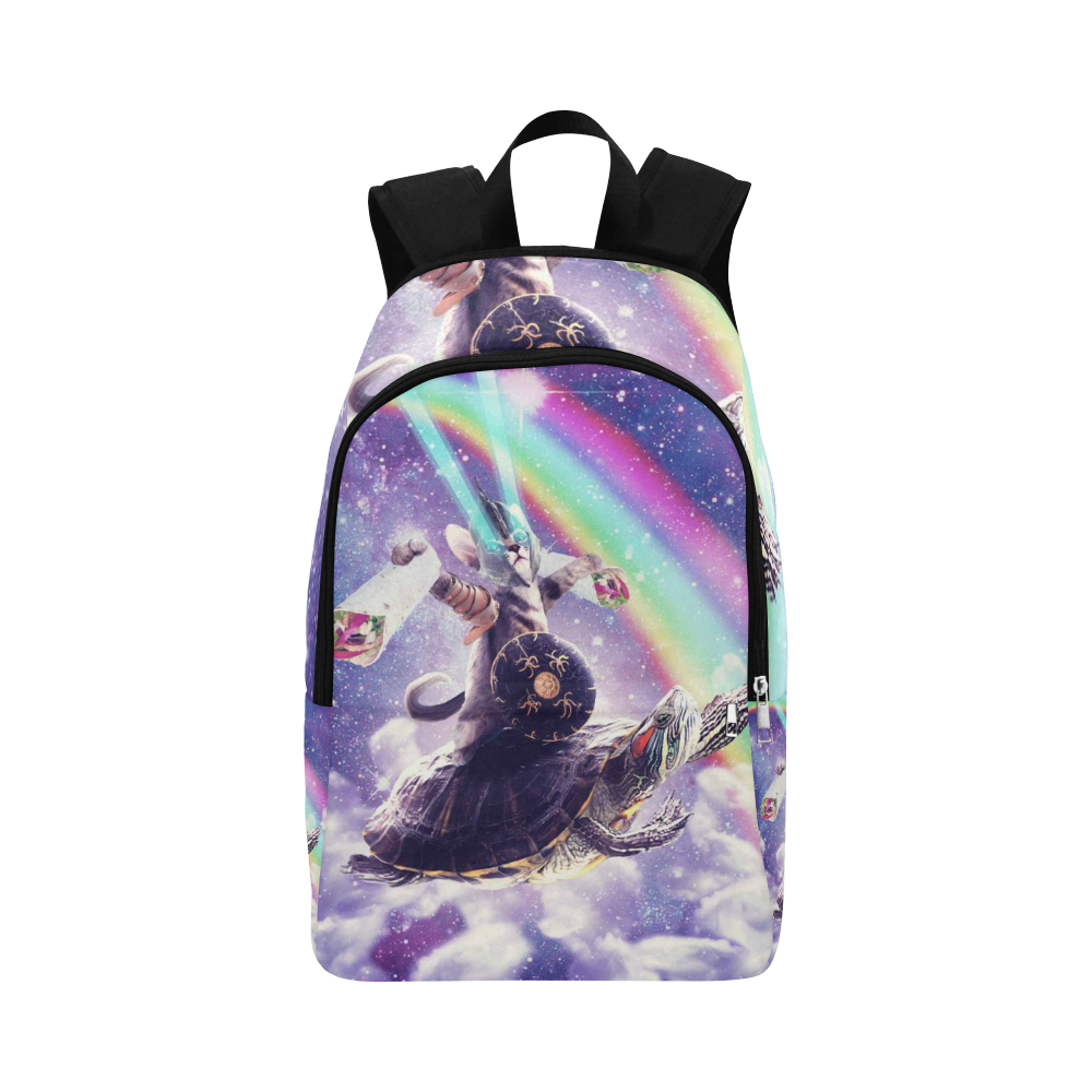 Lazer Warrior Space Cat Riding Turtle Eating Burrito Fabric Backpack ...