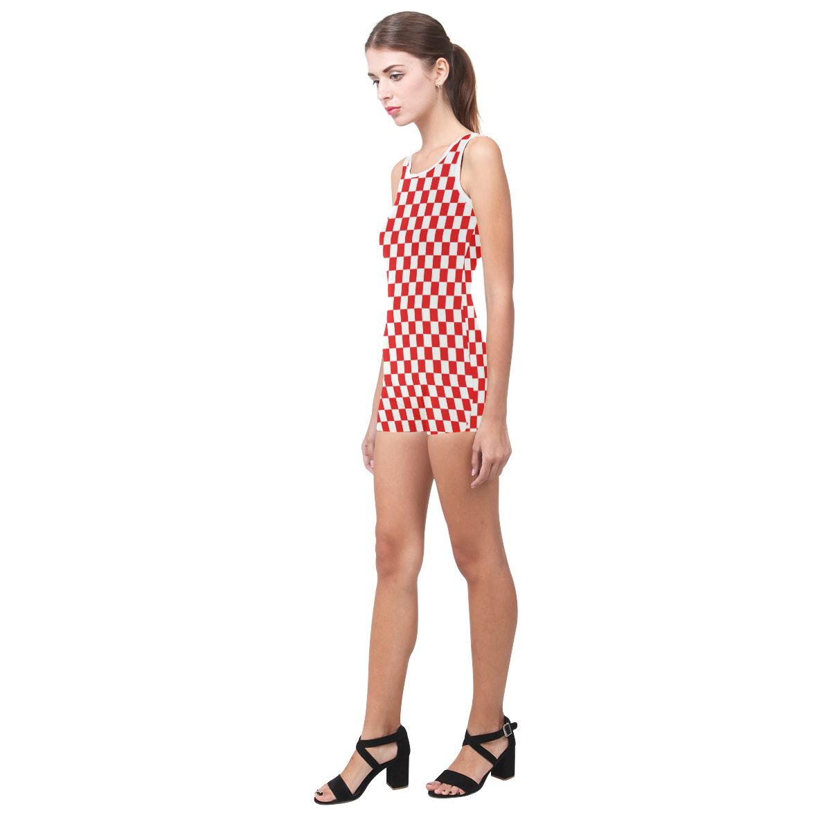 Bright Red Gingham Classic One Piece Swimwear (Model S03) | ID: D2462823