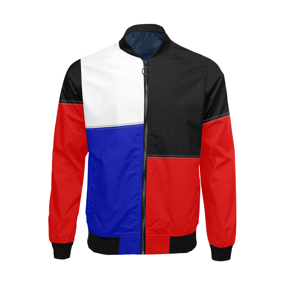 Red Black and Blue Blocks All Over Print Bomber Jacket for Men/Large ...