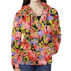 Flower Pattern All Over Print Full Zip Hoodie for Women (Model H14 ...