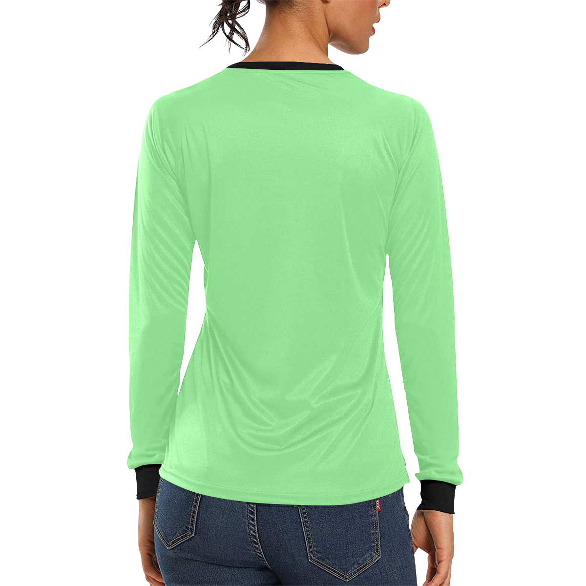 color light green Women's All Over Print Long Sleeve T-shirt (Model T51 ...