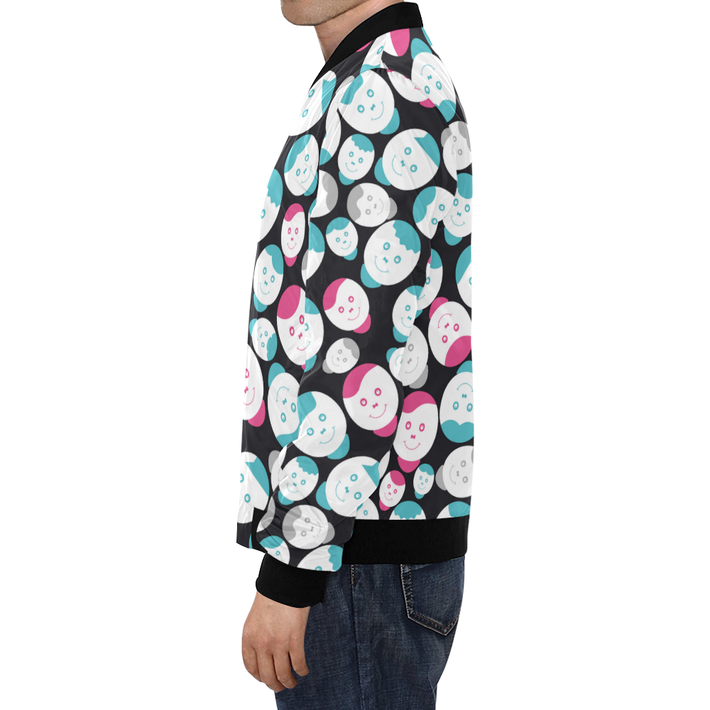 cartoon smiley faces All Over Print Bomber Jacket for Men/Large Size ...