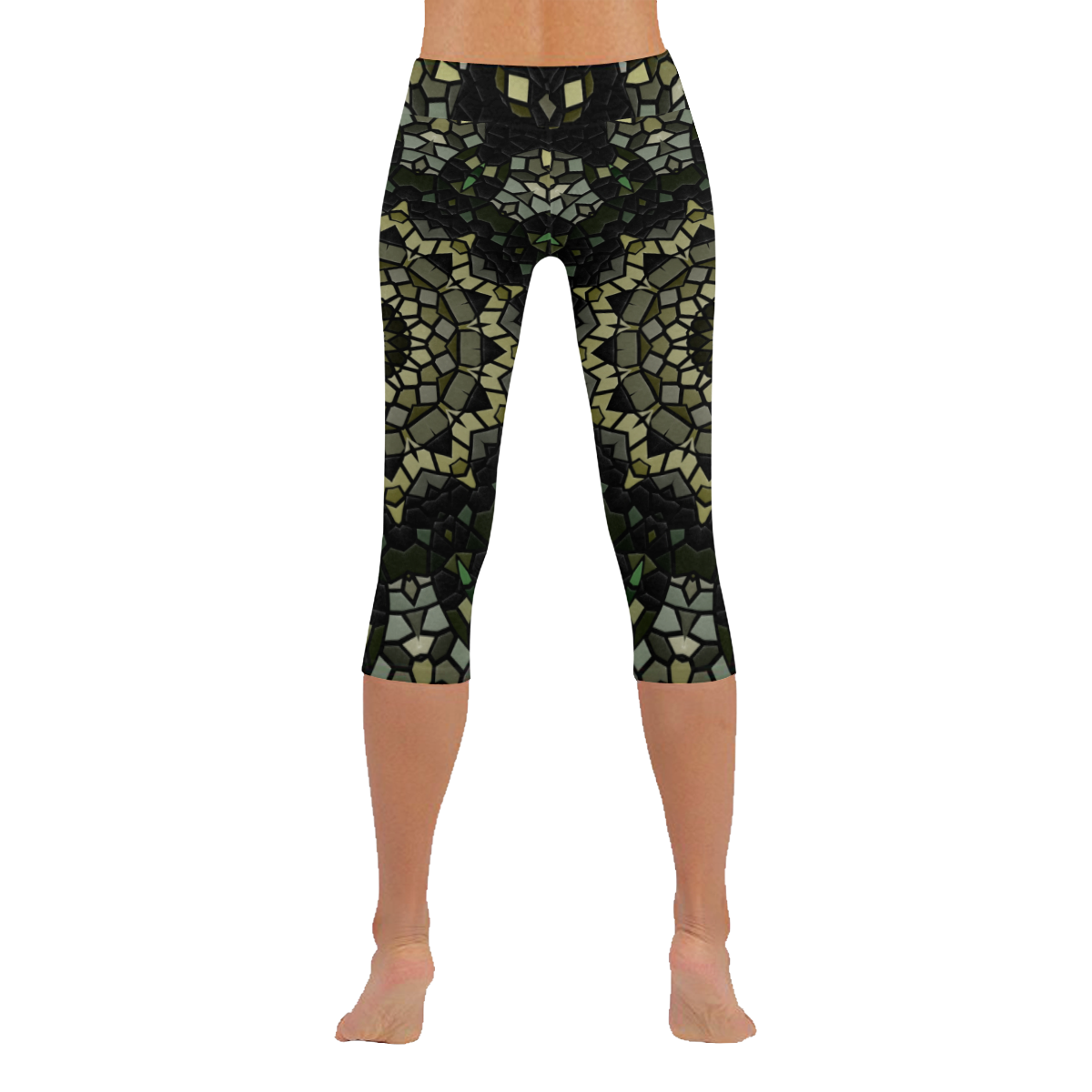 Mosaic mandala Women's Low Rise Capri Leggings (Invisible Stitch ...