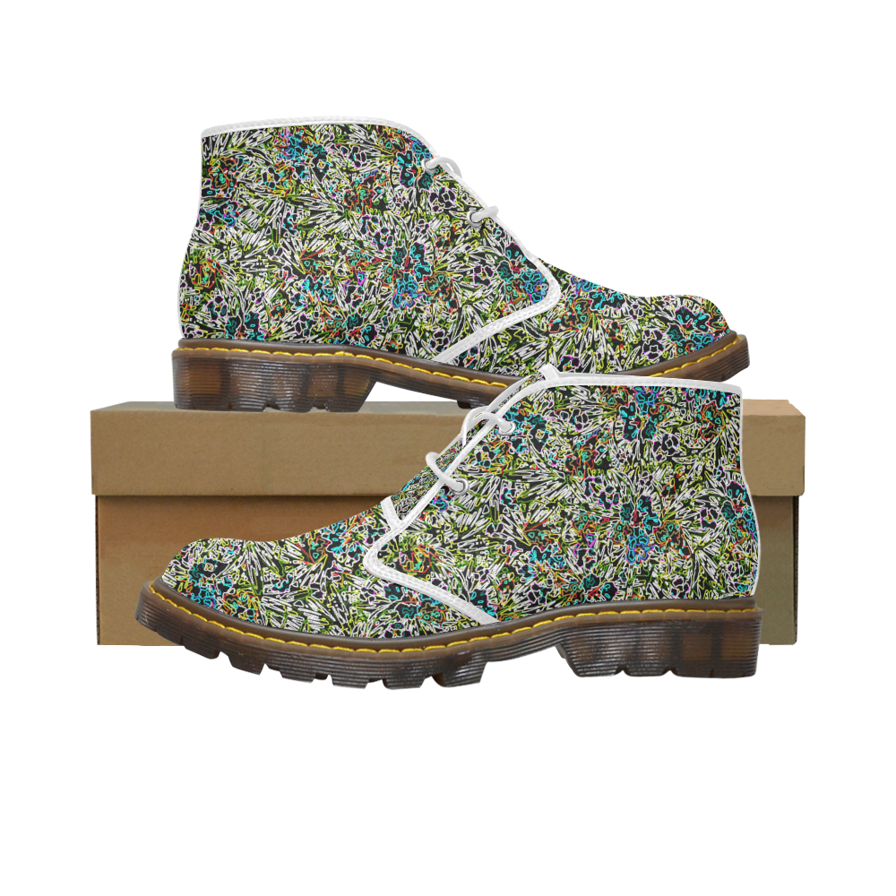 Multicolored Abstract Pattern Men's Canvas Chukka Boots (Model 2402-1 ...