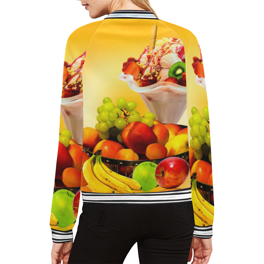 SUMMER FRUIT,ICE CREAM AND ORANGE JUICE All Over Print Bomber Jacket ...