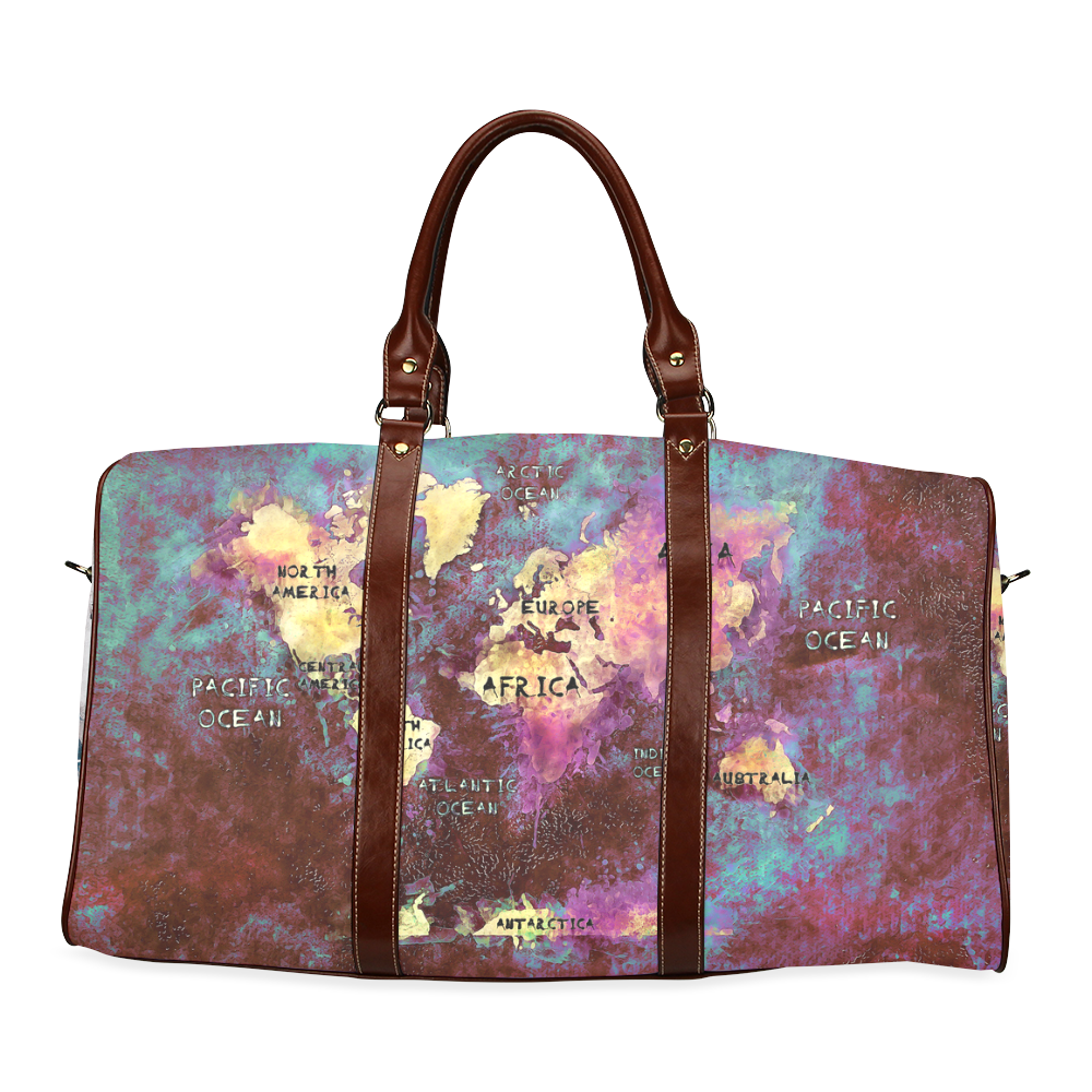 world map white and color Waterproof Travel Bag/Small (Model 1639) | ID ...