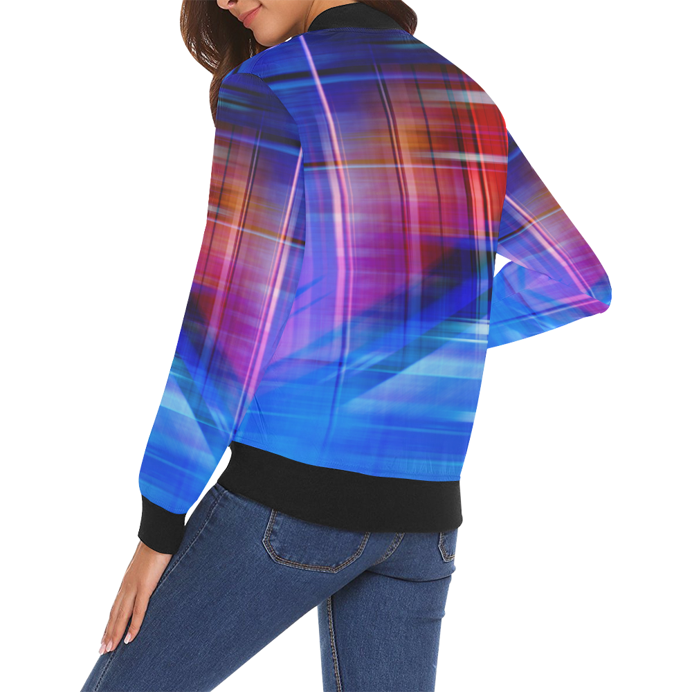 double lines All Over Print Bomber Jacket for Women (Model H19) | ID ...