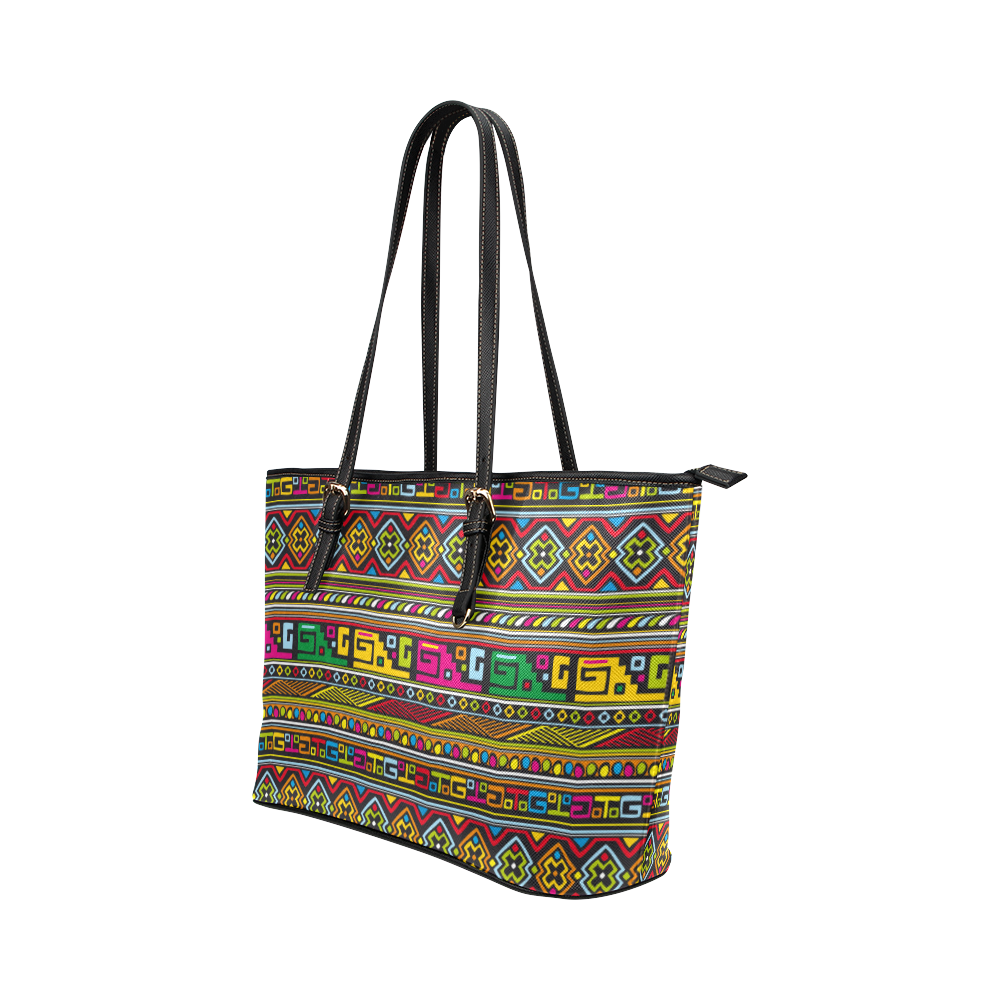 Traditional Africa Border Wallpaper Pattern 1 Leather Tote Bag/Small ...
