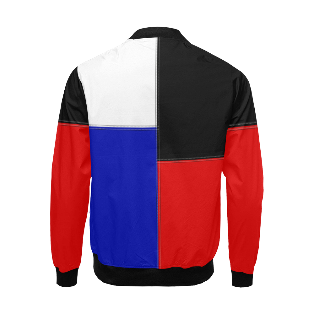 Red Black and Blue Blocks All Over Print Bomber Jacket for Men/Large ...