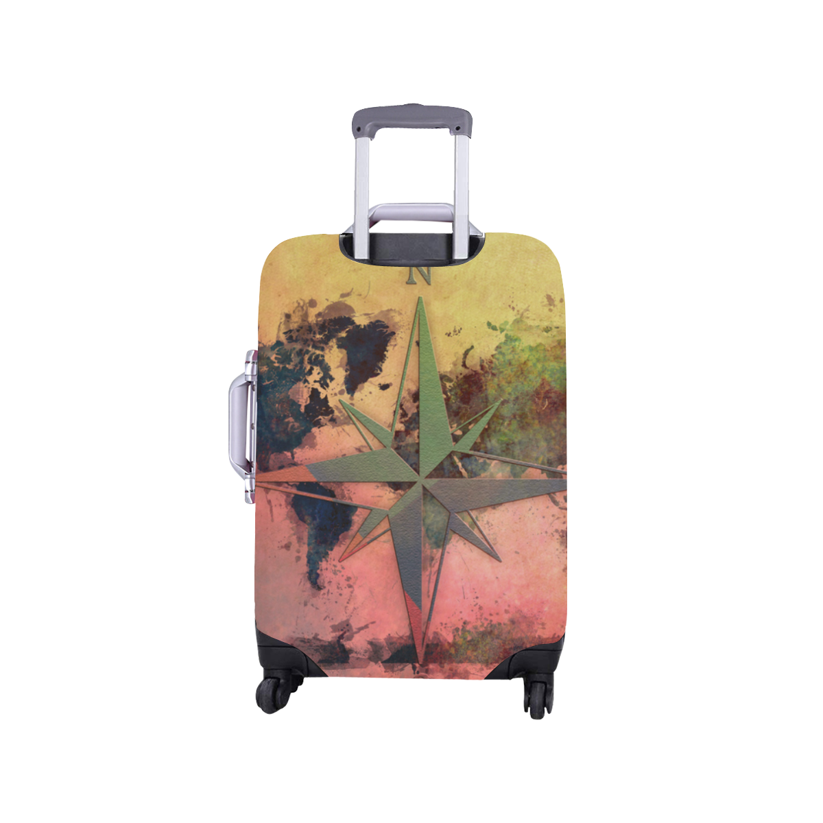 world map wind rose #map #worldmap Luggage Cover/Small 18"-21" | ID ...