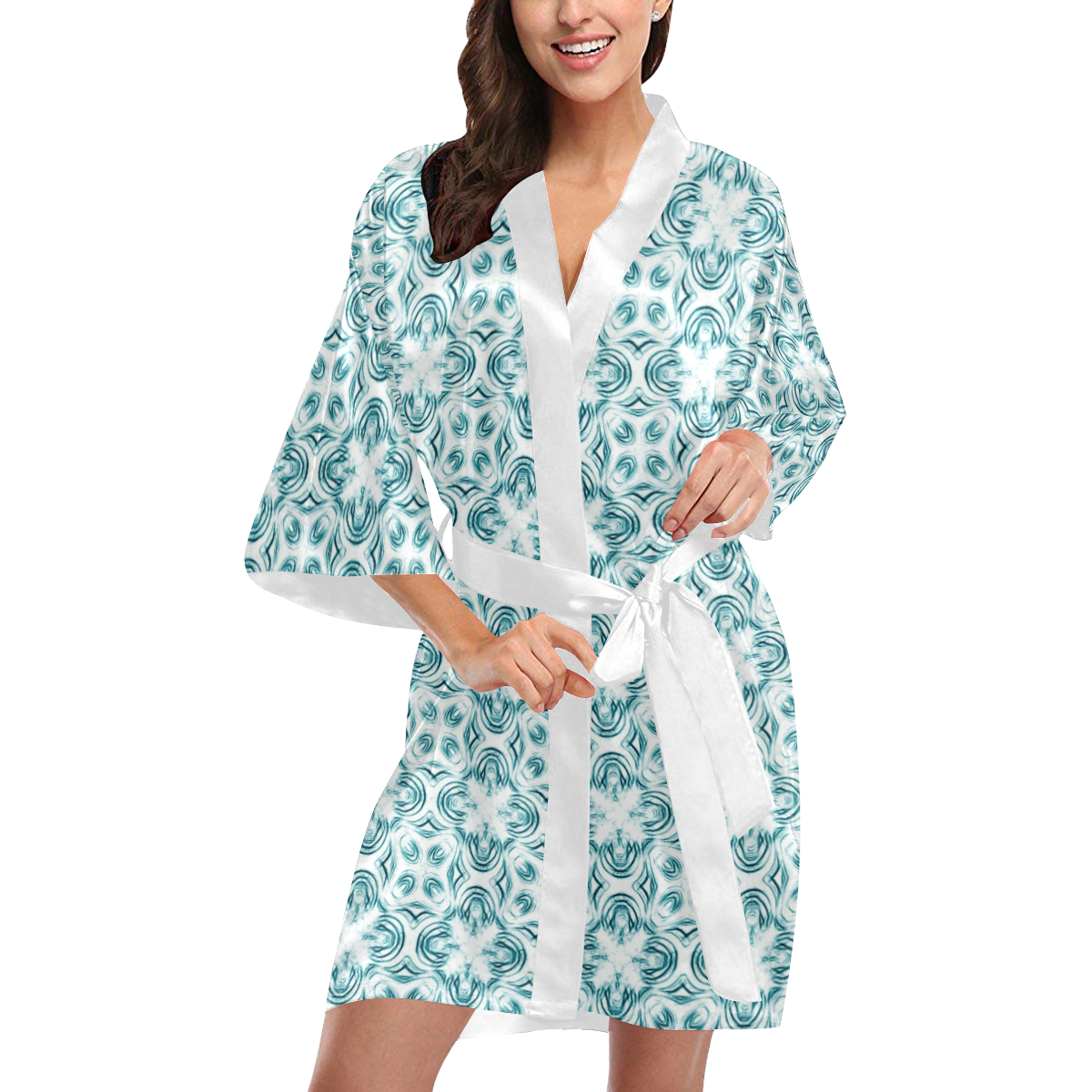 Shadows of Turquoise Kimono Robe | ID: D3741526