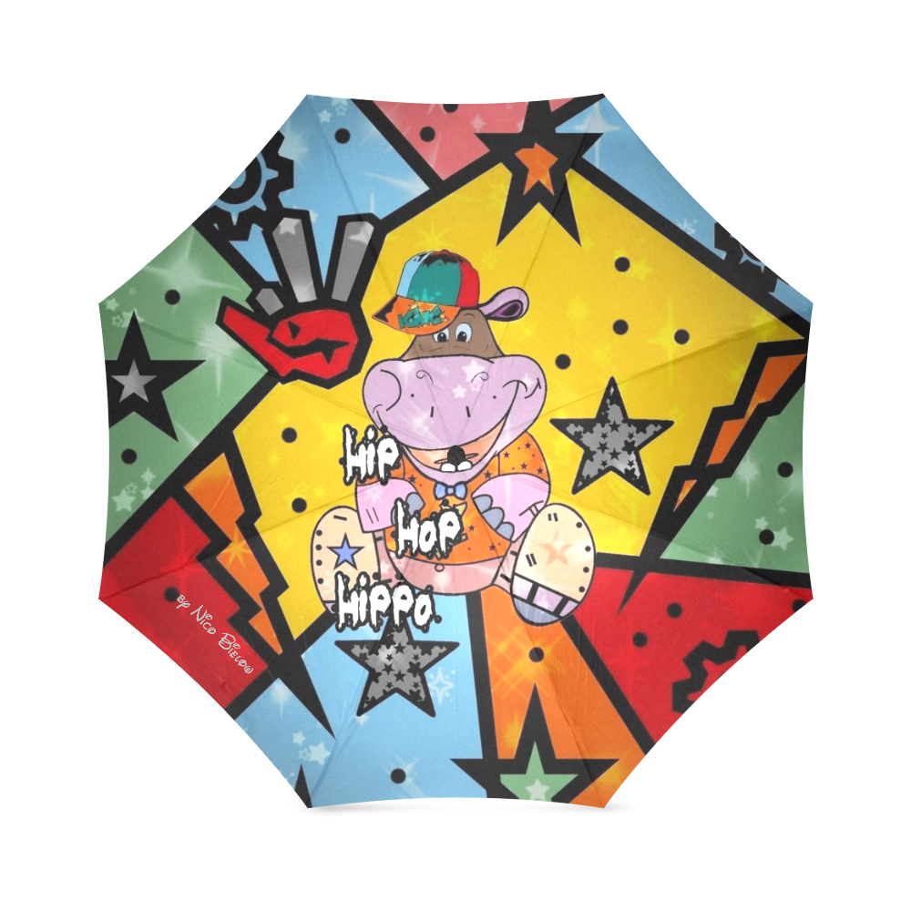 Hip Hop Hippo by Nico Bielow Foldable Umbrella (Model U01) | ID: D2507778