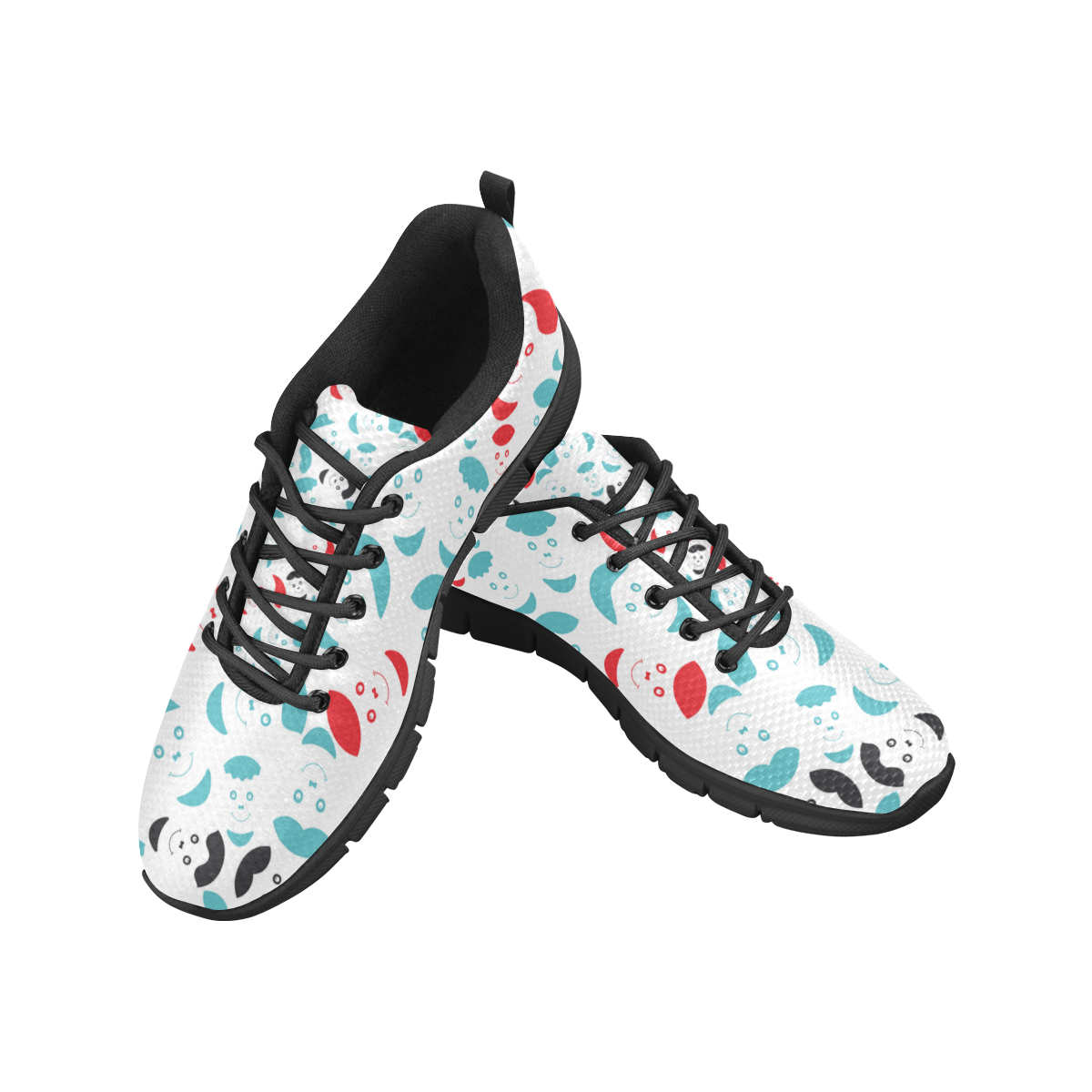 red smiley faces Men's Breathable Running Shoes (Model 055) | ID: D3227743