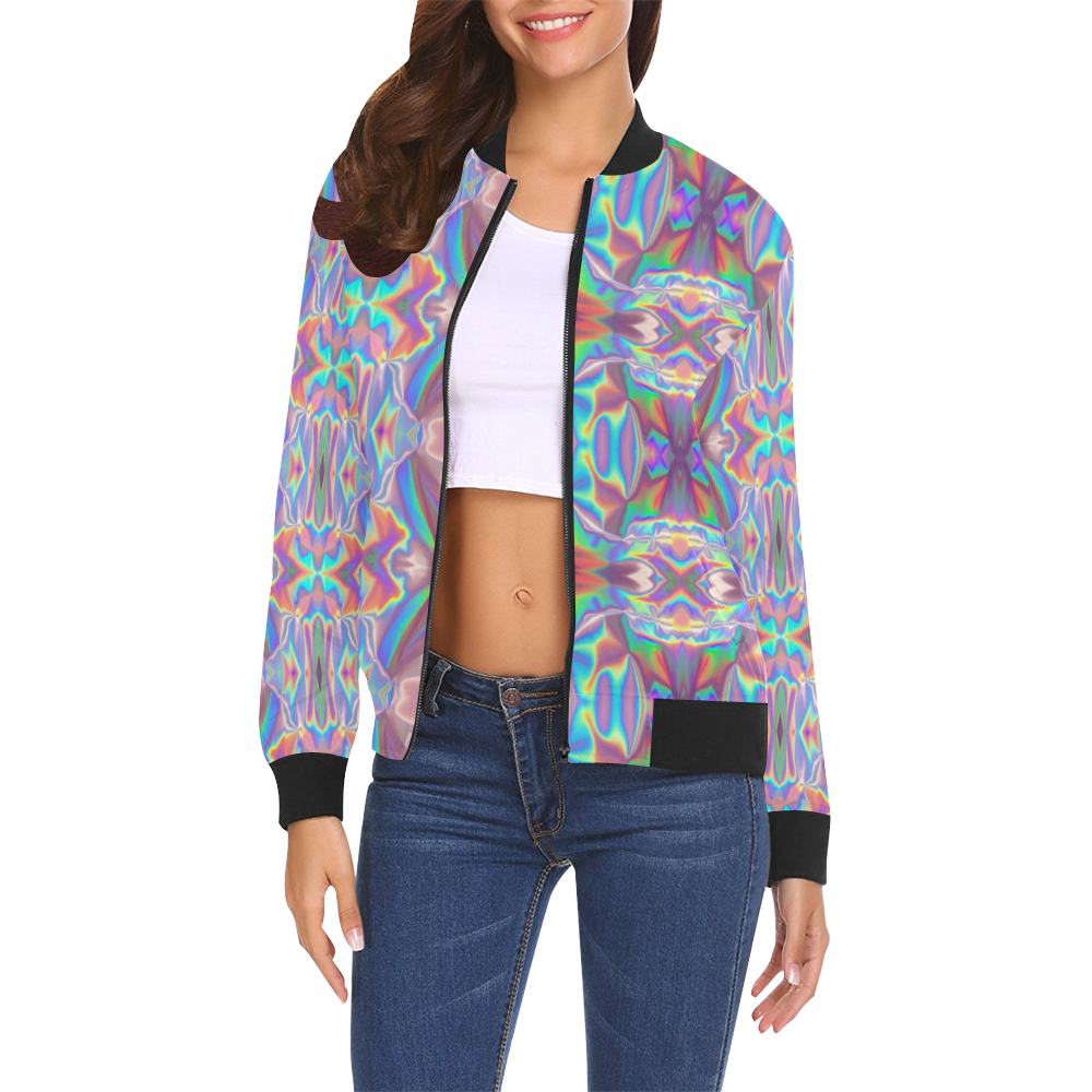 holo All Over Print Bomber Jacket for Women (Model H19) | ID: D4102363