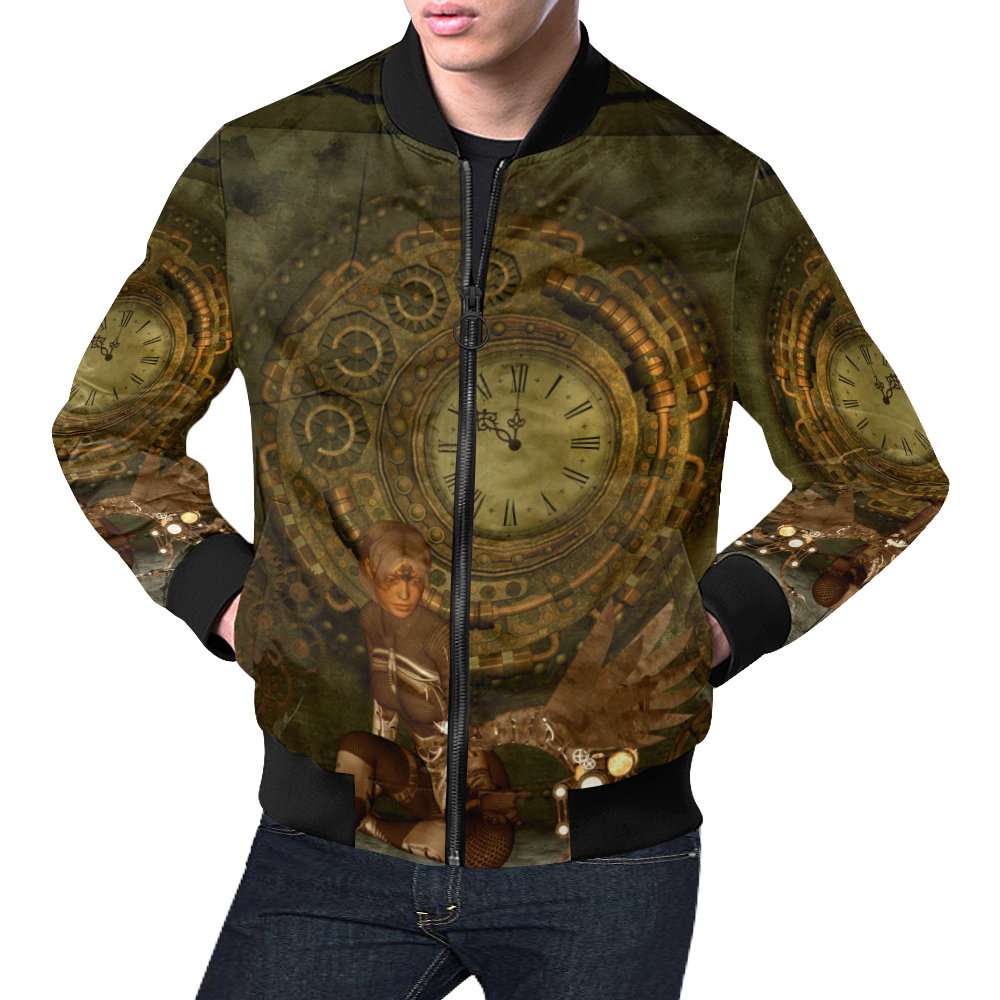 Steampunk, women with steampunk dragon All Over Print Bomber Jacket for ...