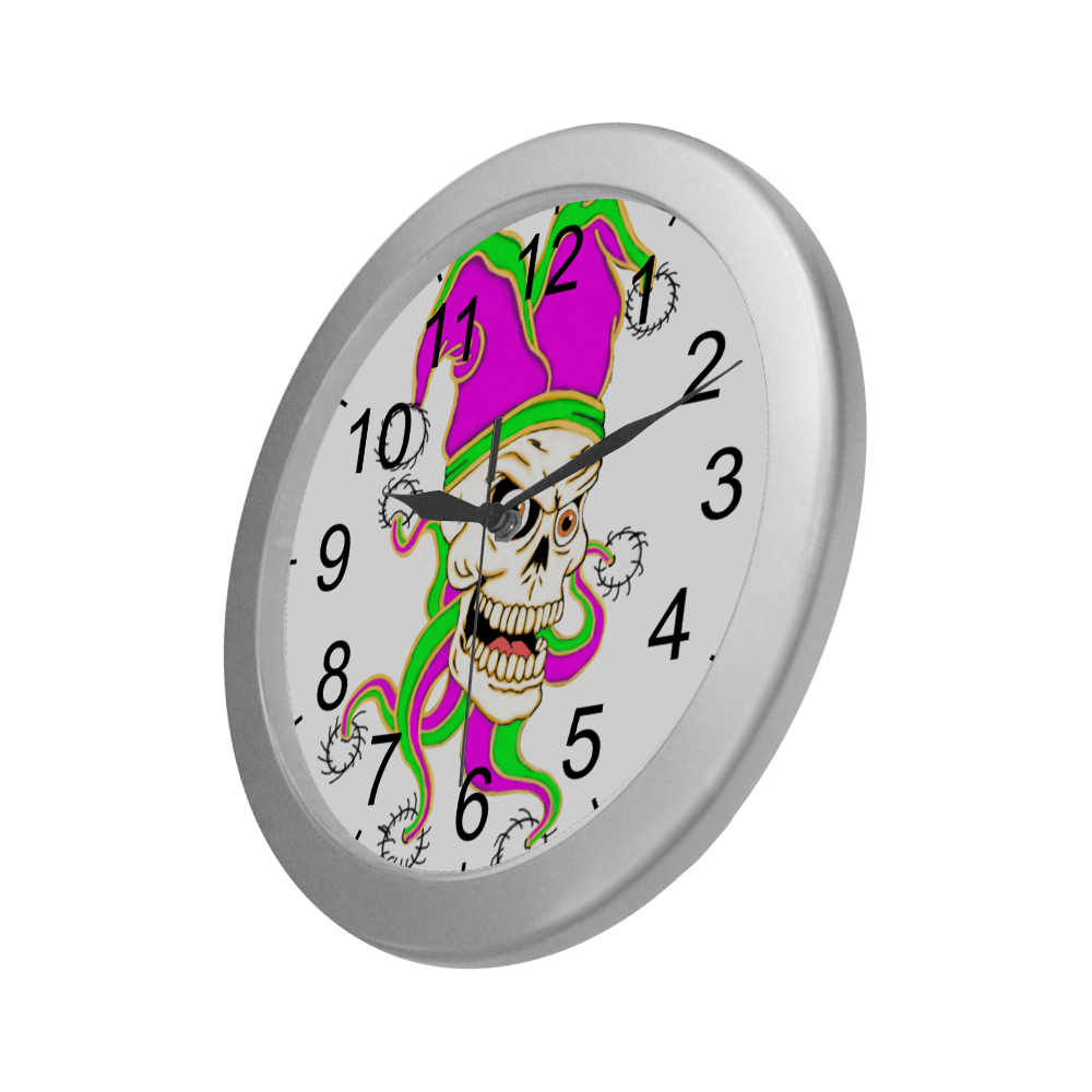 Jester Skull Silver Color Wall Clock | ID: D4866947