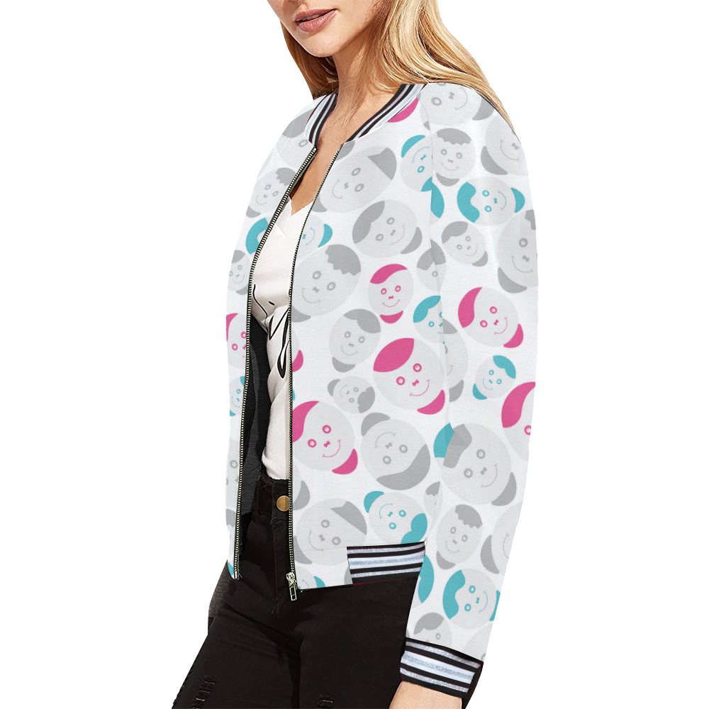 smiley faces pattern All Over Print Bomber Jacket for Women (Model H21 ...