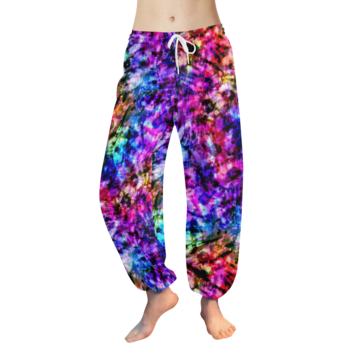 Rainbow Tie Dye Mess Women's All Over Print Harem Pants (Model L18 ...