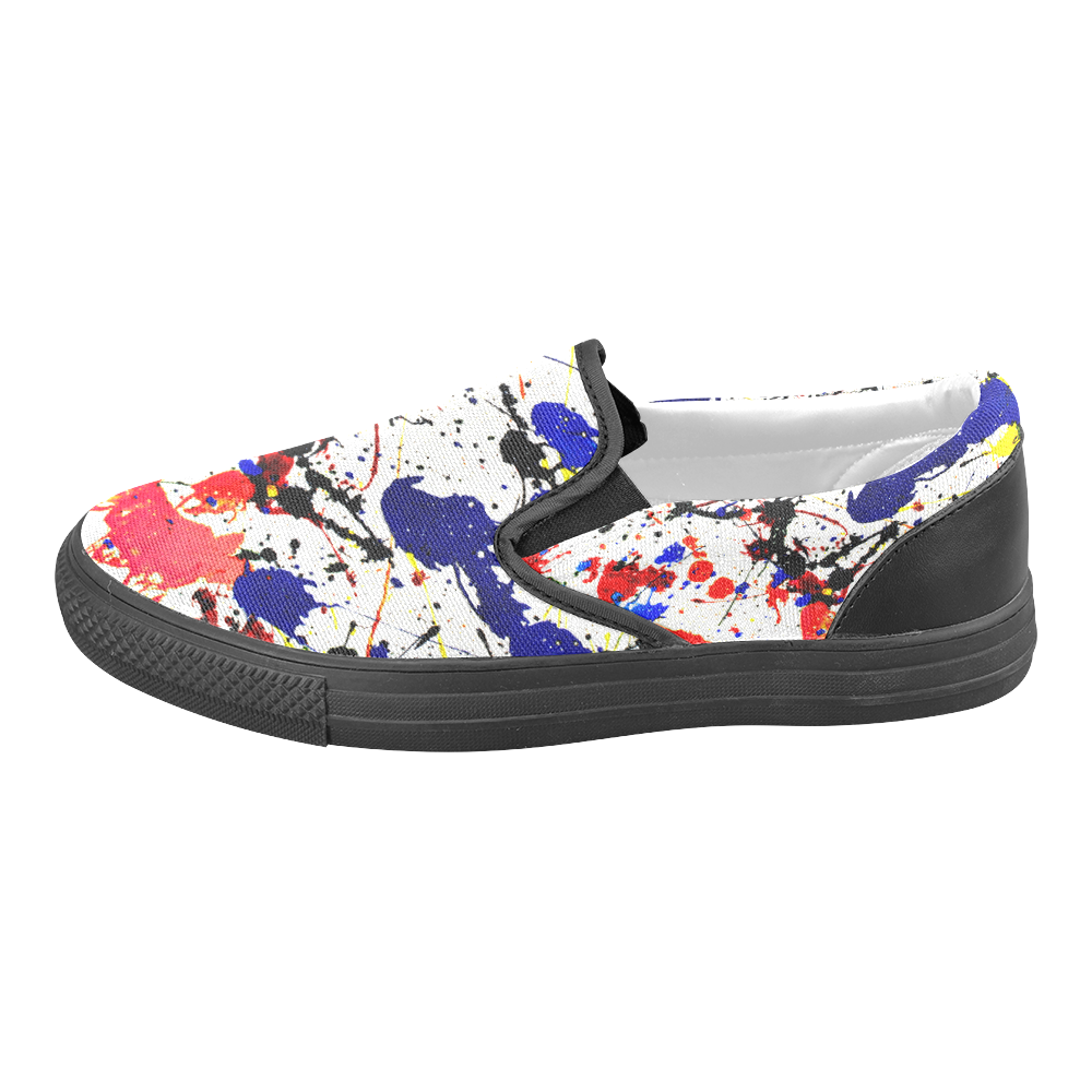 Blue & Red Paint Splatter Men's Slip-on Canvas Shoes (Model 019) | ID ...